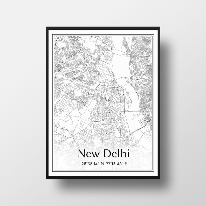 New Delhi City Map, India, Digital Download, Wall Art, Personalized ...