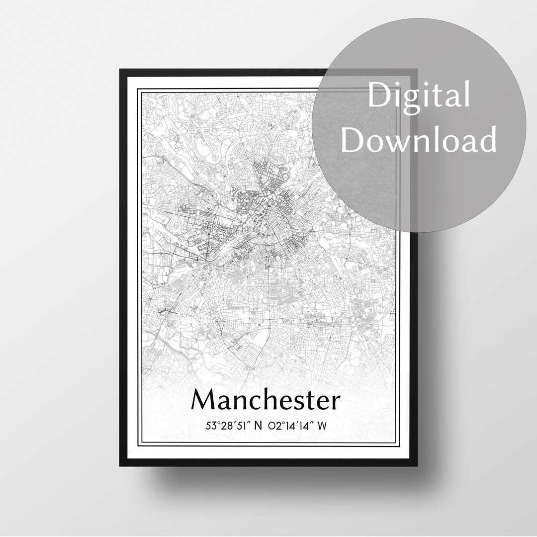 Manchester City Map, England City Map, United Kingdom, Britain, North ...