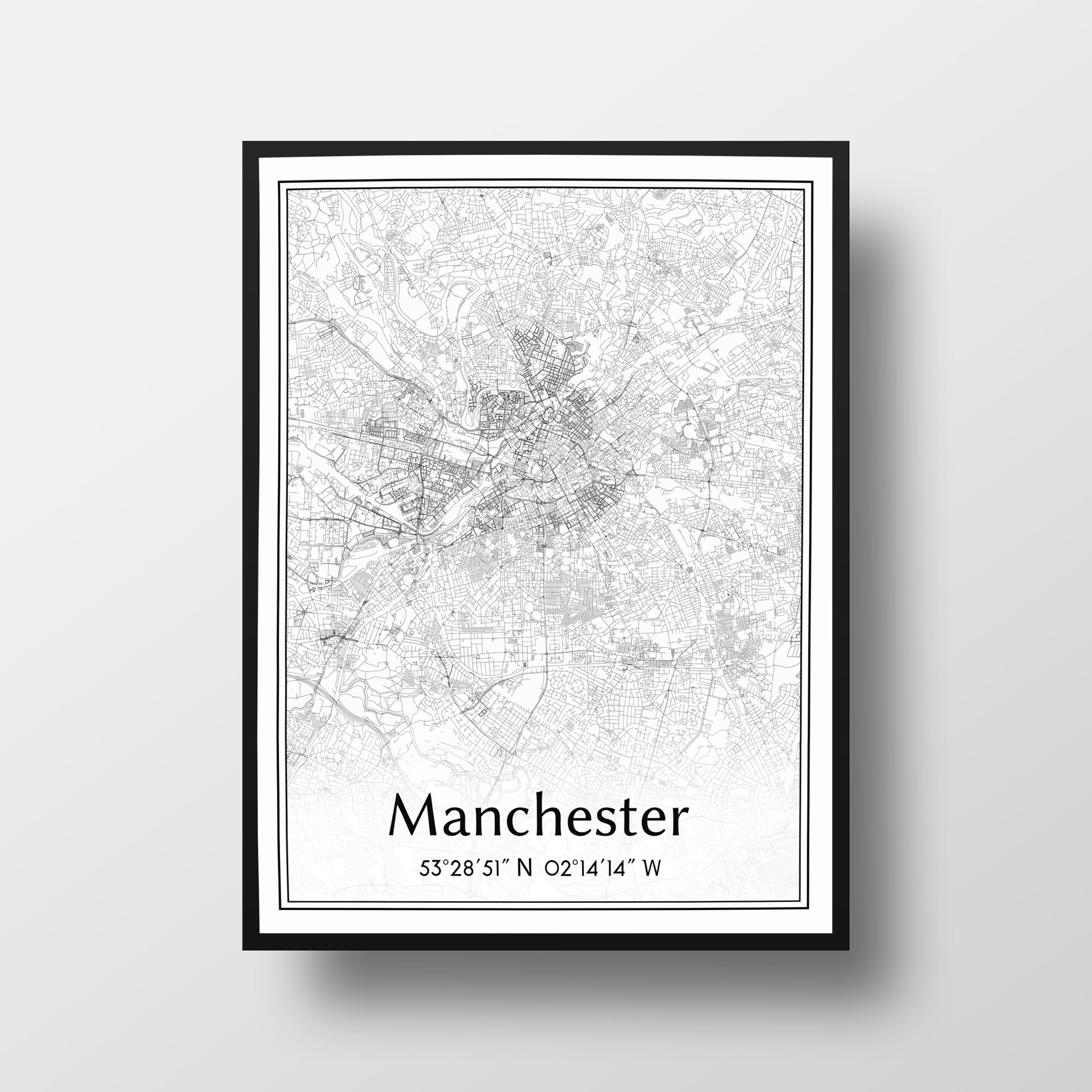 Manchester City Map, England City Map, United Kingdom, Britain, North ...