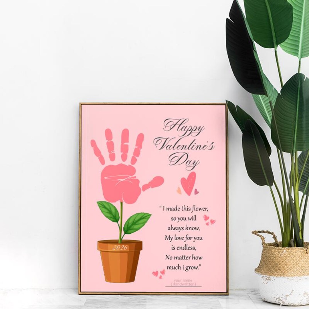 Valentine Handprint Craft Printable Gift | Kids Handprint Flower | DIY ...