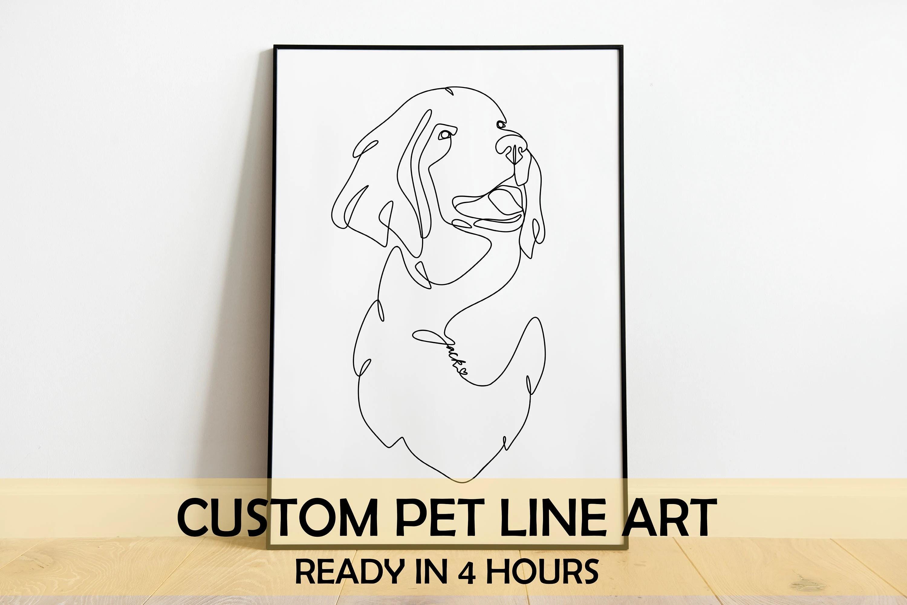 Custom Dog Portrait, Line Drawing, Pet Art, Personalised Dog Portrait ...