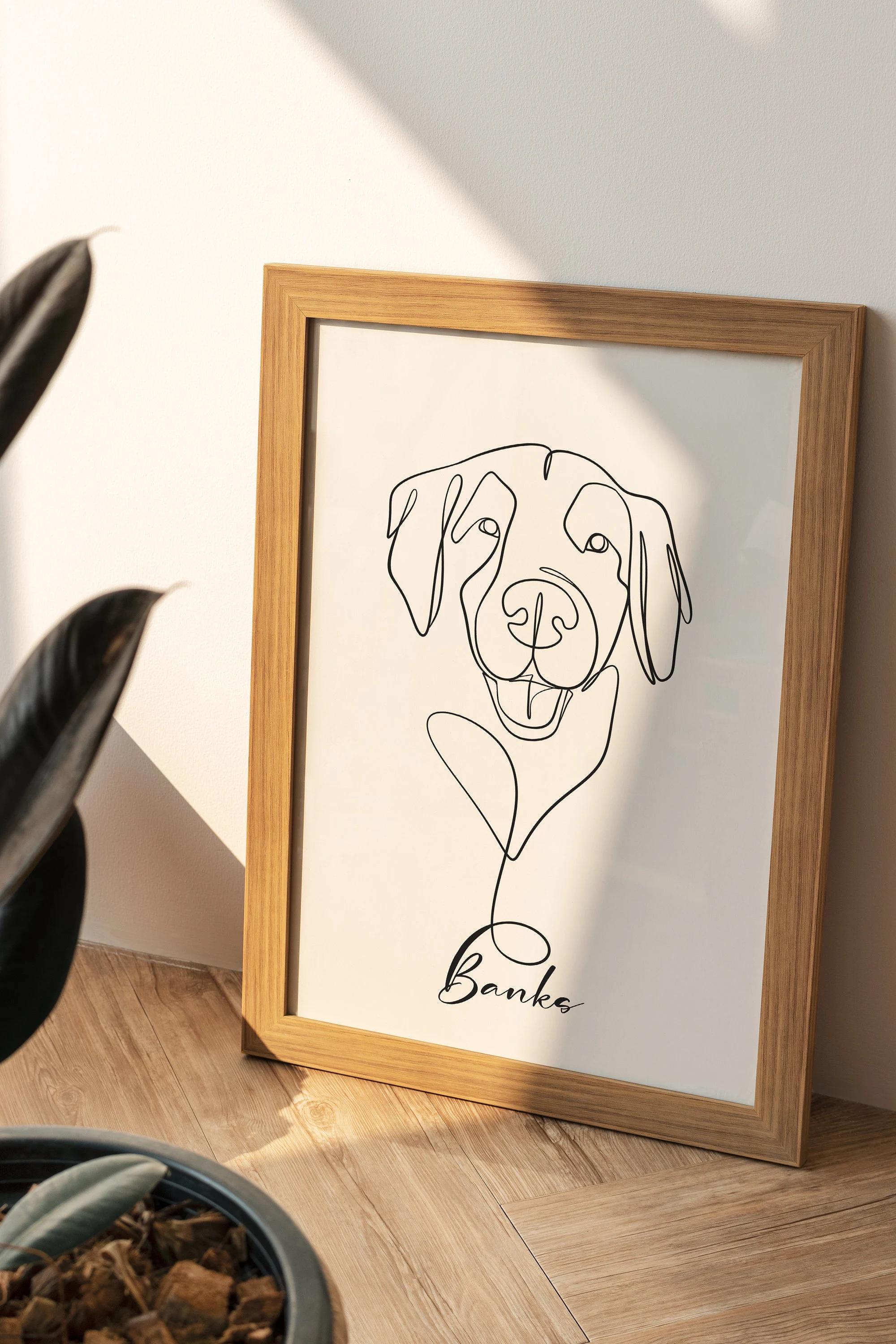 Custom One Line Dog, Pet Portrait, Dog Line Art, Continuous Line ...