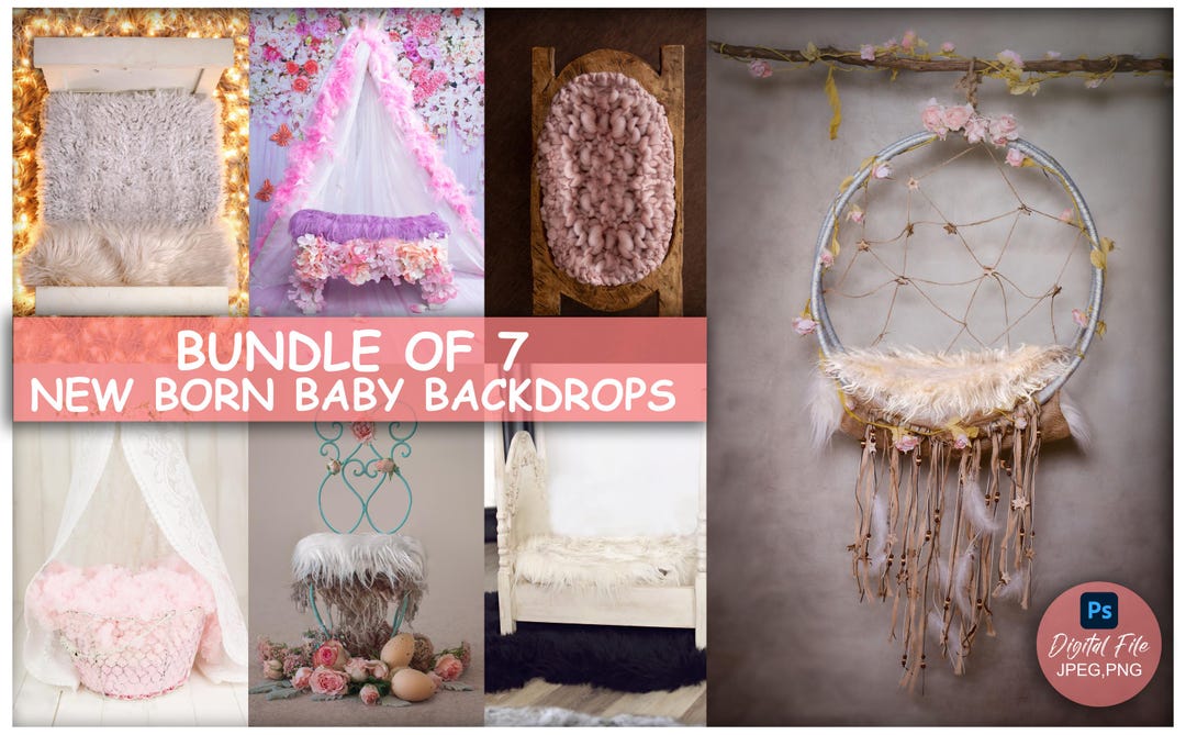 7 Newborn Backdrop, Background, PNG ZIP FILES Backdrop, Newborn ...