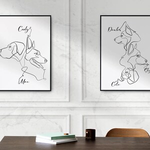 Custom Dog Portrait, Line Drawing, Pet Art, Personalised Dog Portrait ...