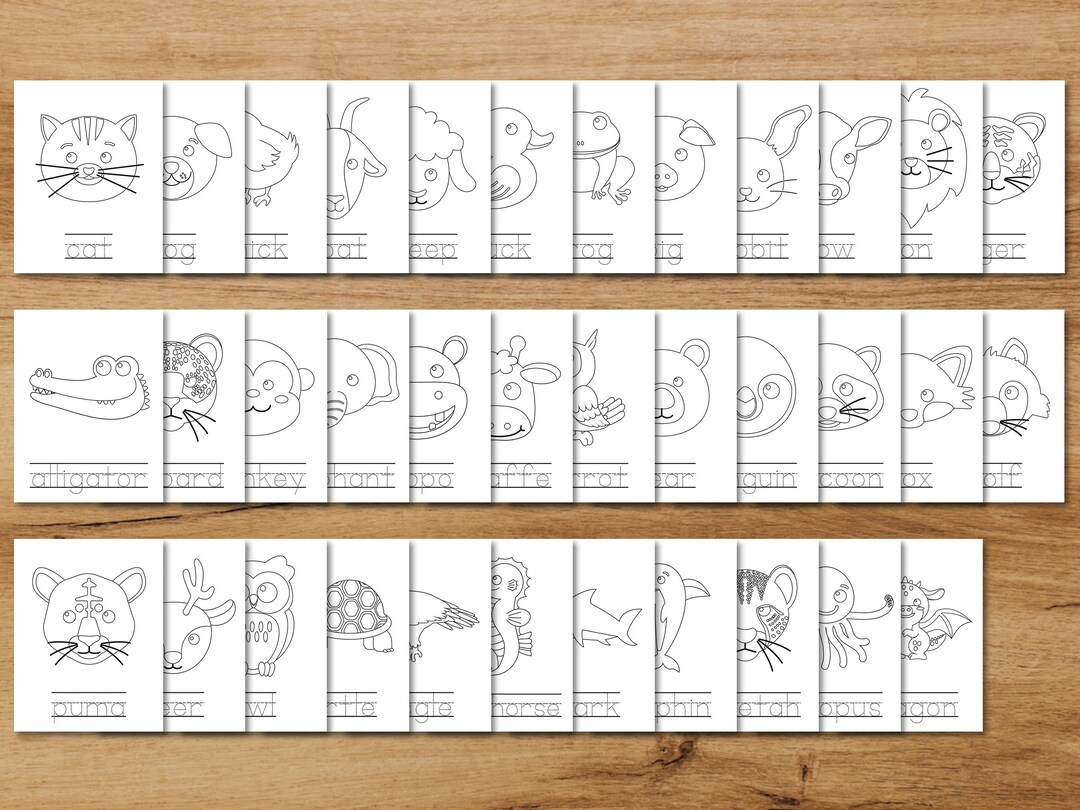 35 Animals Coloring and Tracing Printable Worksheet for Toddlers ...