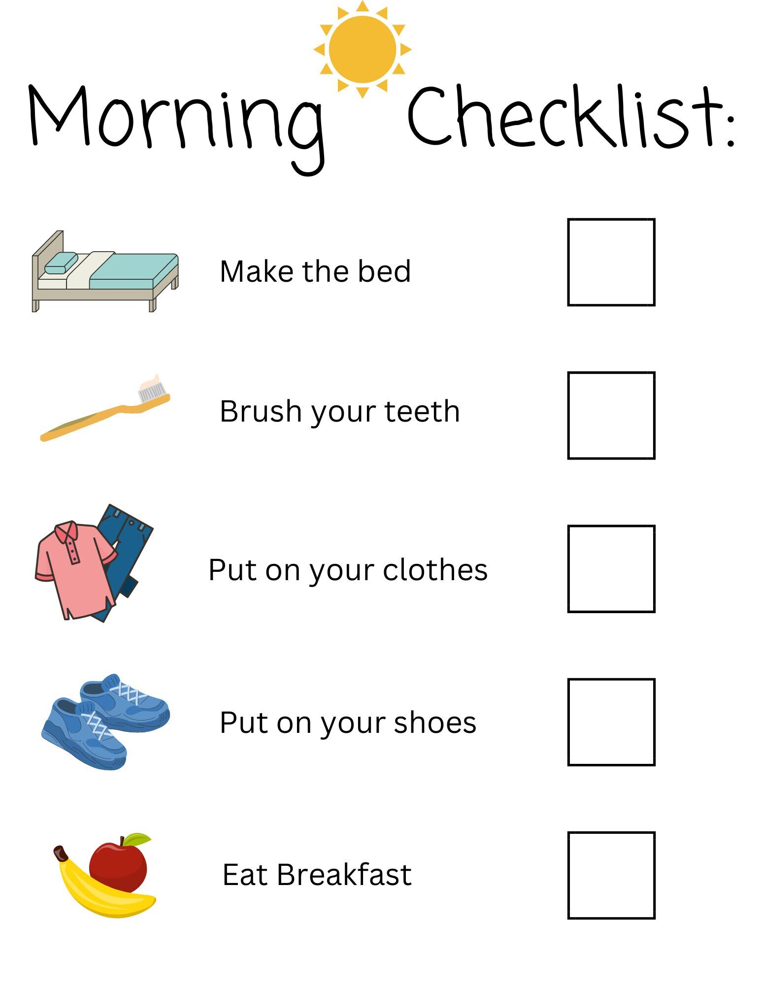 Morning Checklist for Kids - Etsy