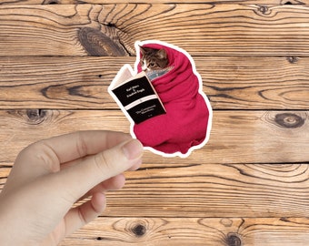 Reading Cat Sticker - Etsy