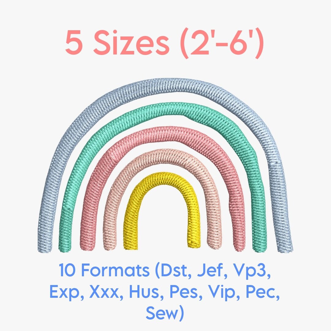 Rainbow Embroidery Machine Design 6 Sizes Instant Download Digital File ...