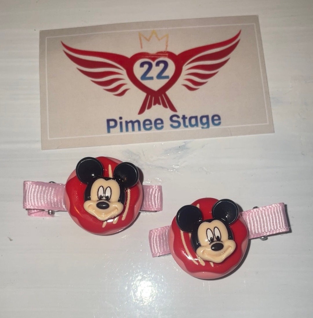Character Hair Clips Pair (mickey Donut) - Etsy