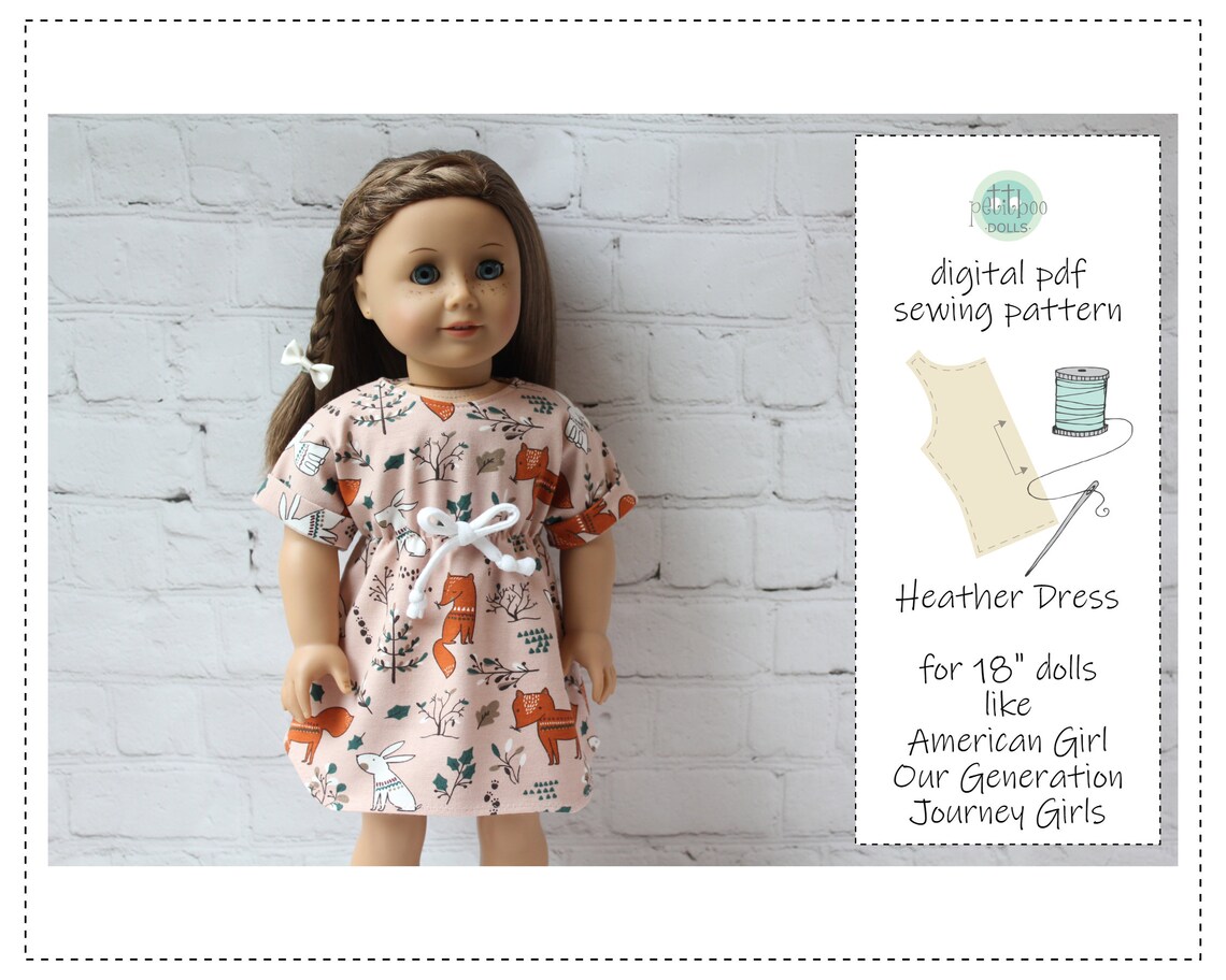 Heather Dress Digital Pdf Sewing Pattern for 18 Dolls - Etsy