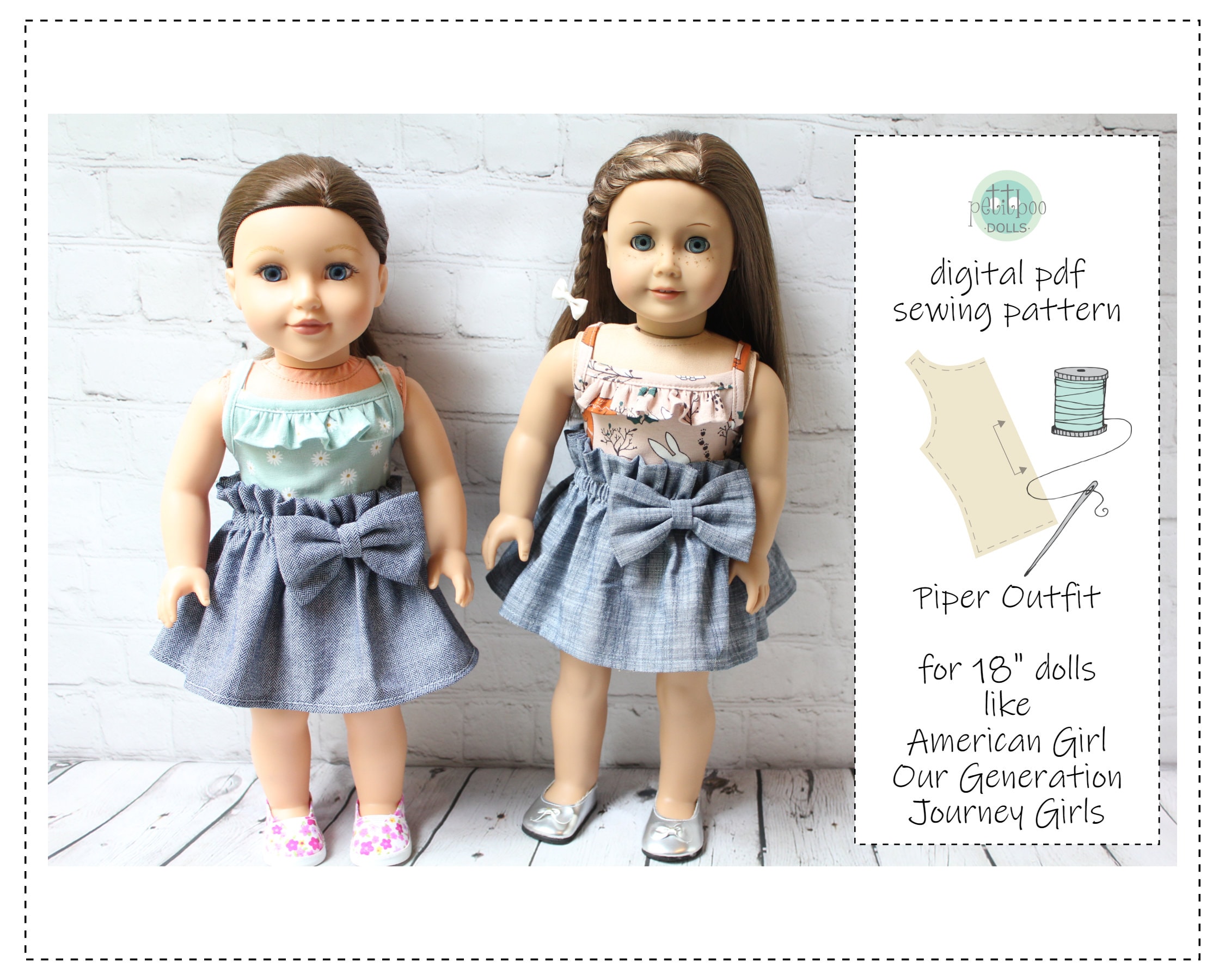 Piper Outfit Digital Pdf Sewing Pattern for 18 Dolls - Etsy