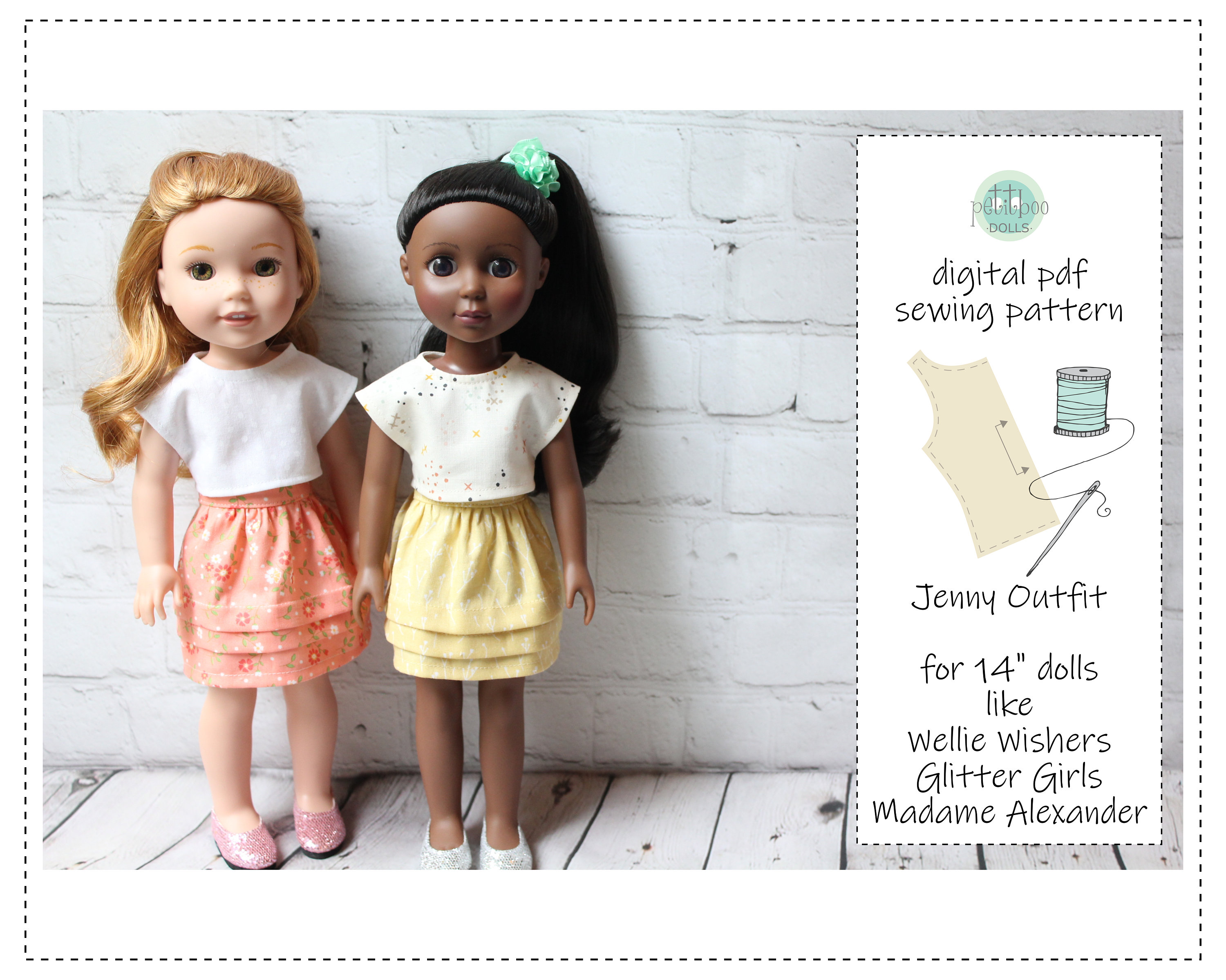 Jenny Outfit - Digital Pdf Sewing Pattern for 14" Dolls - Etsy