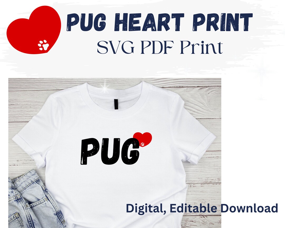 Pug Paw Print Png| Digital Download, T Shirts, Hoodies, Mugs, Bags, PNG ...