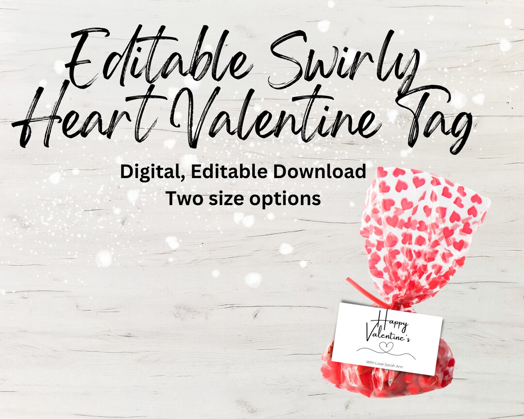 EDITABLE Candy Gram Valentine's Day Tag Template Valentine's Day Gift ...