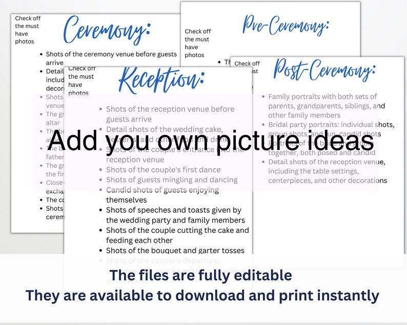 Ultimate Wedding Photography Shot List | Comprehensive Checklist for ...