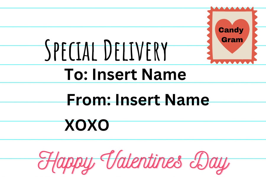 EDITABLE Candy Gram Valentine's Day Tag Template Valentine's Day Gift ...