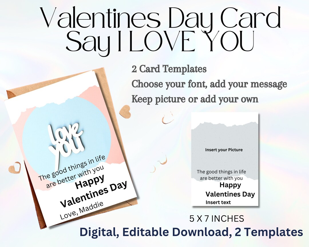 Valentines Editable Card. Say I Love You. for Him, for Her. Valentines ...