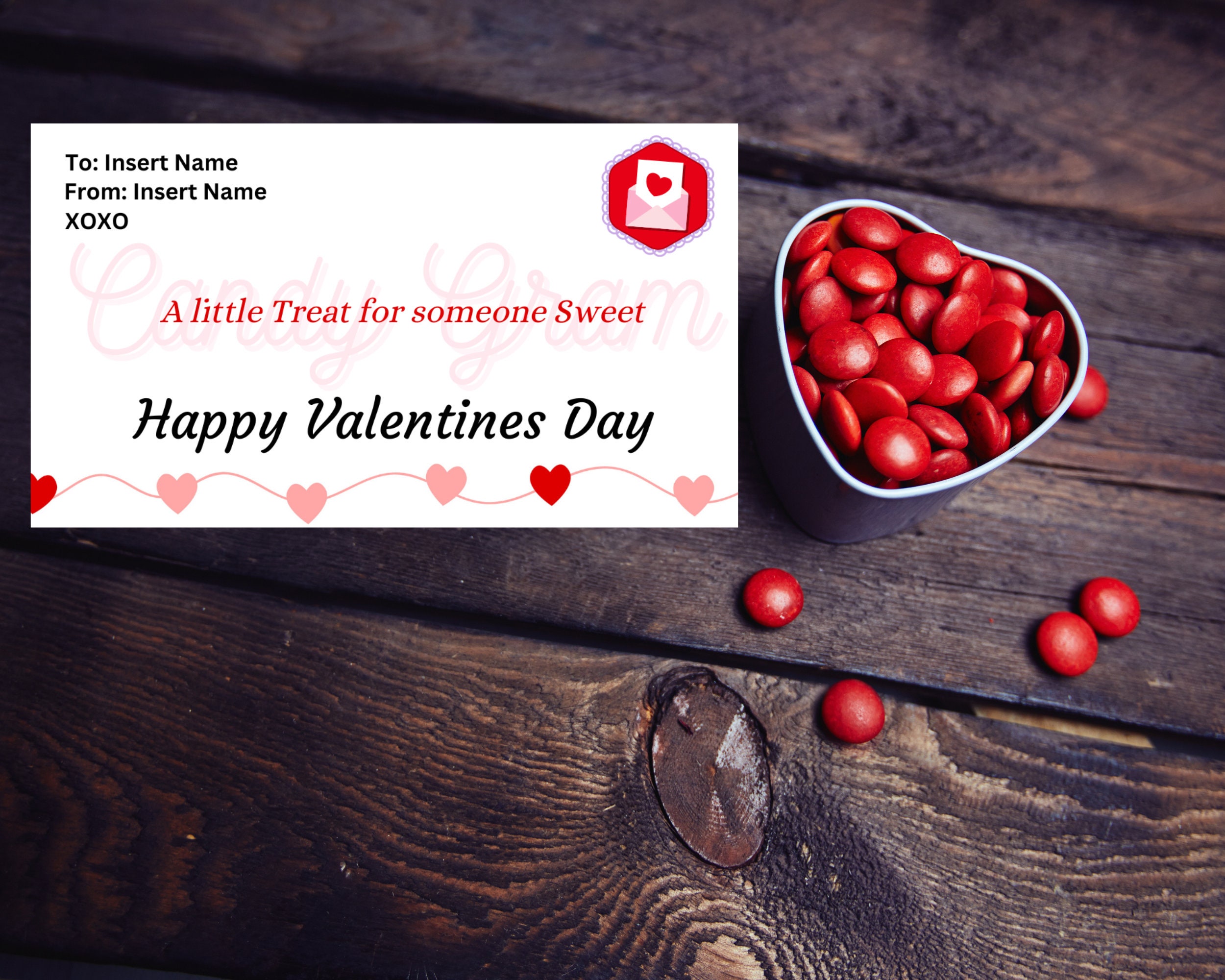 EDITABLE Valentine Candy Gram Tag| Favor Tag, Candy Bag Tag, Valentine ...