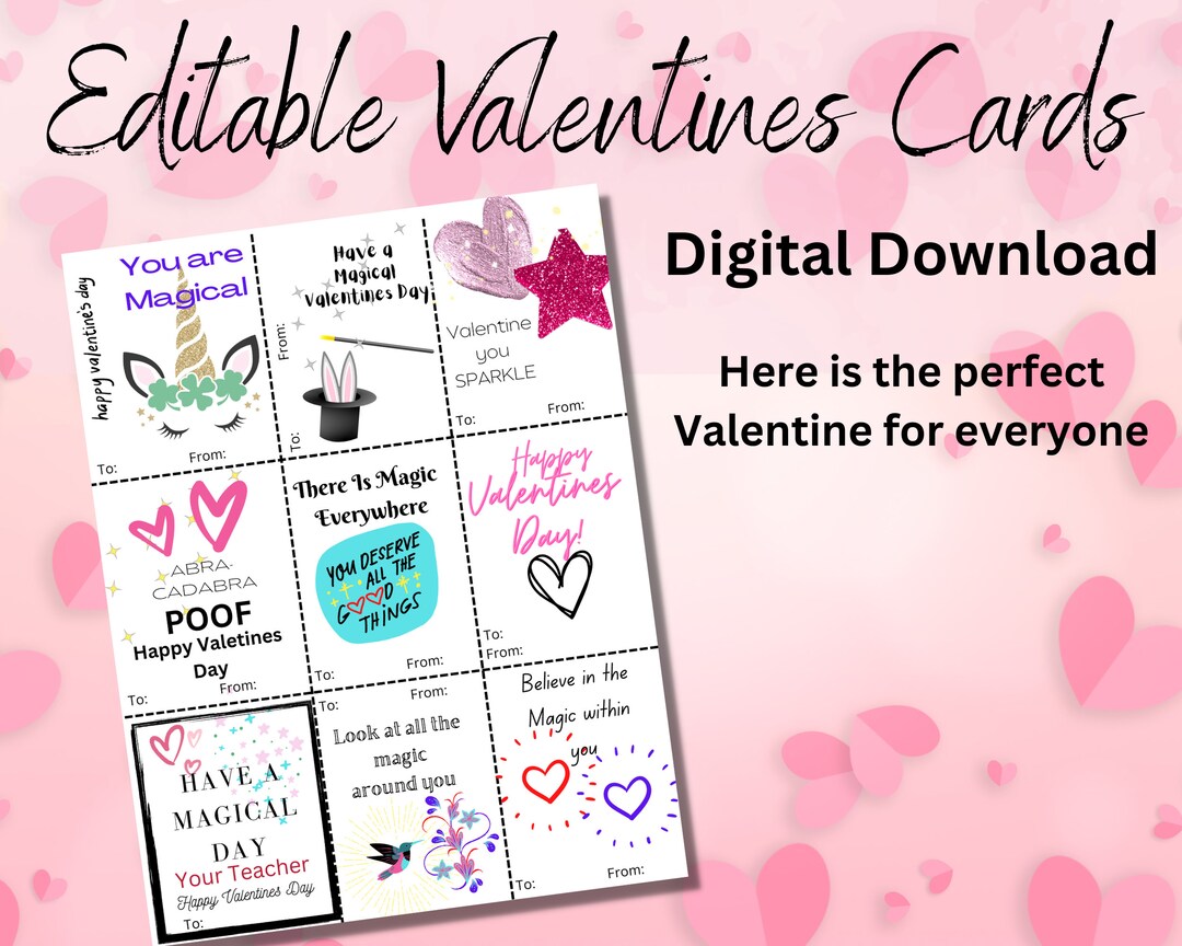 Classroom Valentines| Editable Student Valentines Cards, Instant ...
