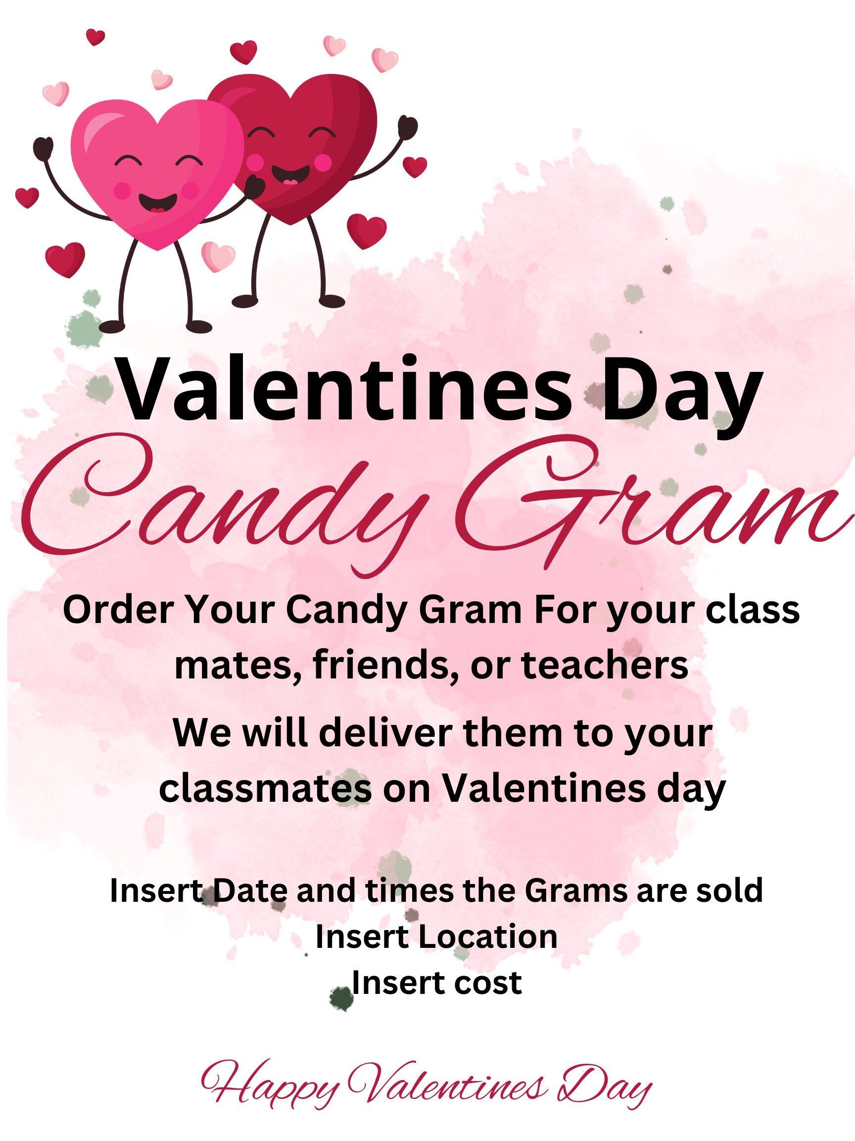 EDITABLE Candy Gram Valentine's Day Tag Template Valentine's Day Gift ...