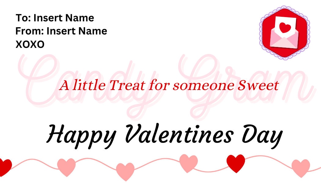 EDITABLE Valentine Candy Gram Tag| Favor Tag, Candy Bag Tag, Valentine ...