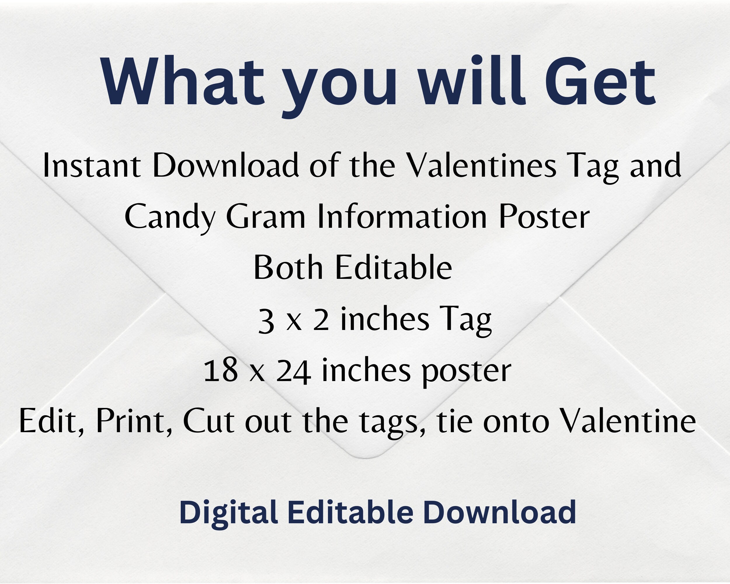 EDITABLE Candy Gram Valentine Tag Template Valentine's Day Gift Tag ...
