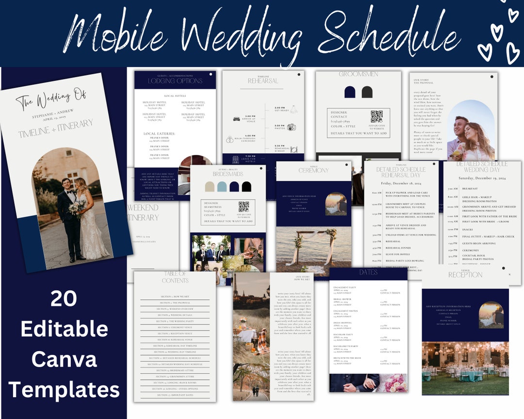 Digital Wedding Schedule & Timeline: Instantly Shareable via Text or ...