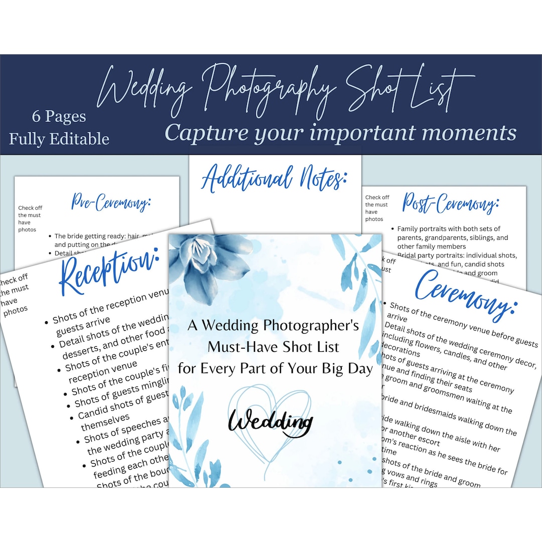 Ultimate Wedding Photography Shot List | Comprehensive Checklist for ...