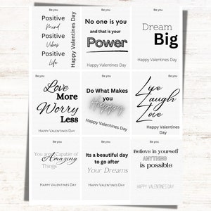 Positive Affirmation Printable Valentines Cards or Tags for School or ...