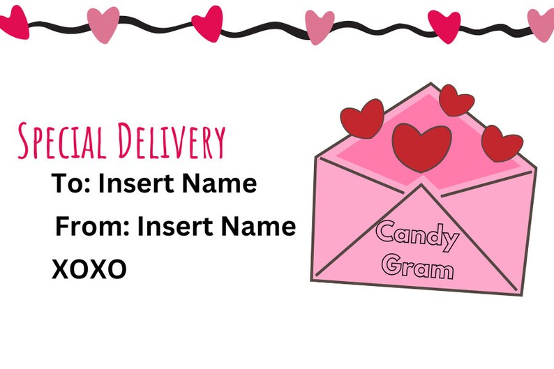 EDITABLE Candy Gram Valentine's Day Tag Template Valentine's Day Gift ...