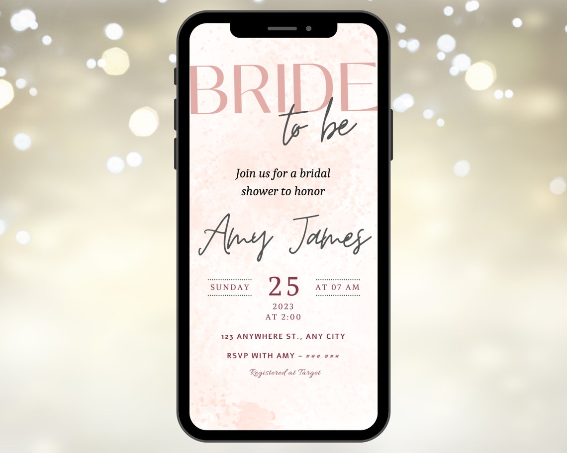 Printable Bride to Be Invitation Templates, Customizable Pink Rose ...