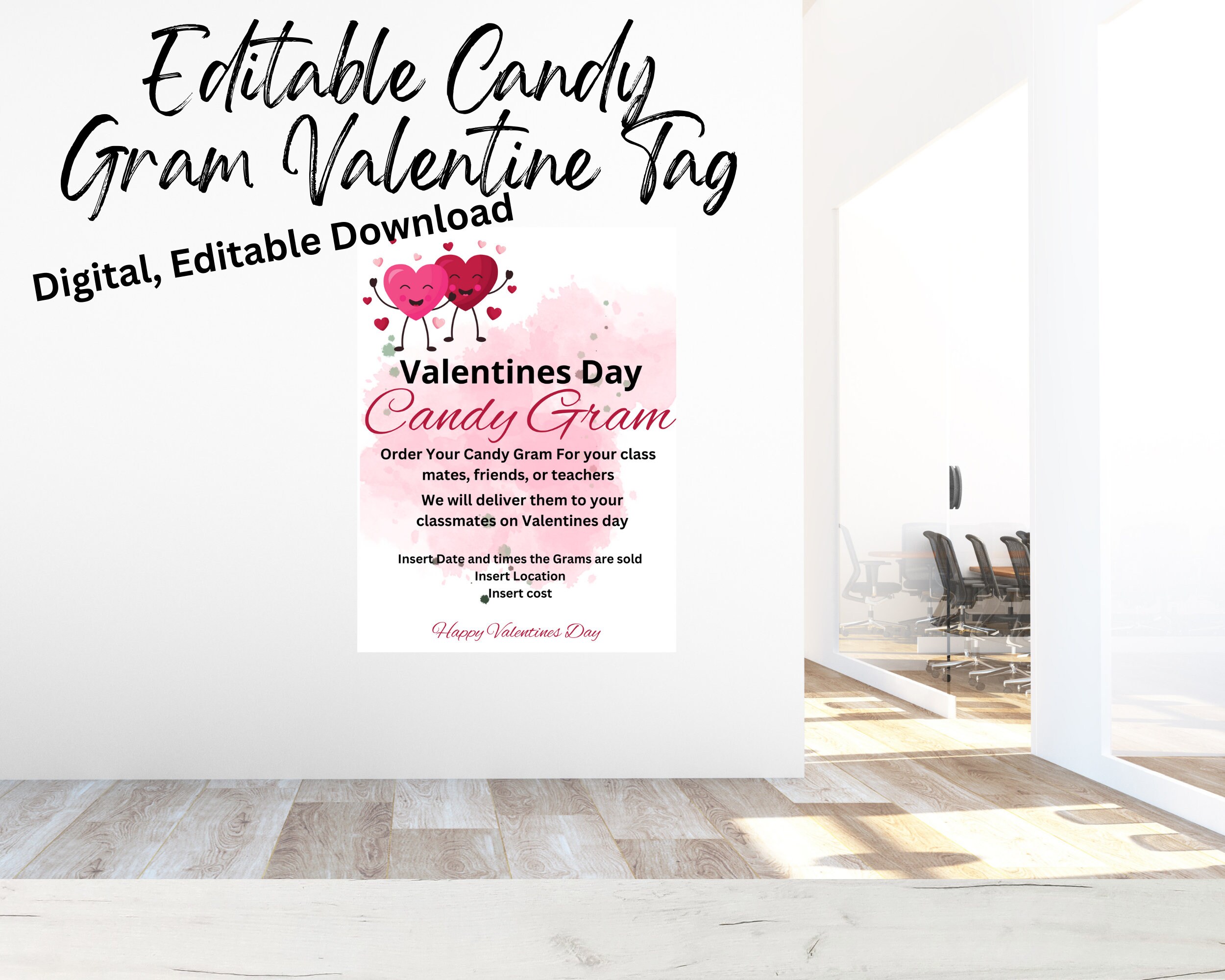 EDITABLE Candy Gram Valentine's Day Tag Template Valentine's Day Gift ...