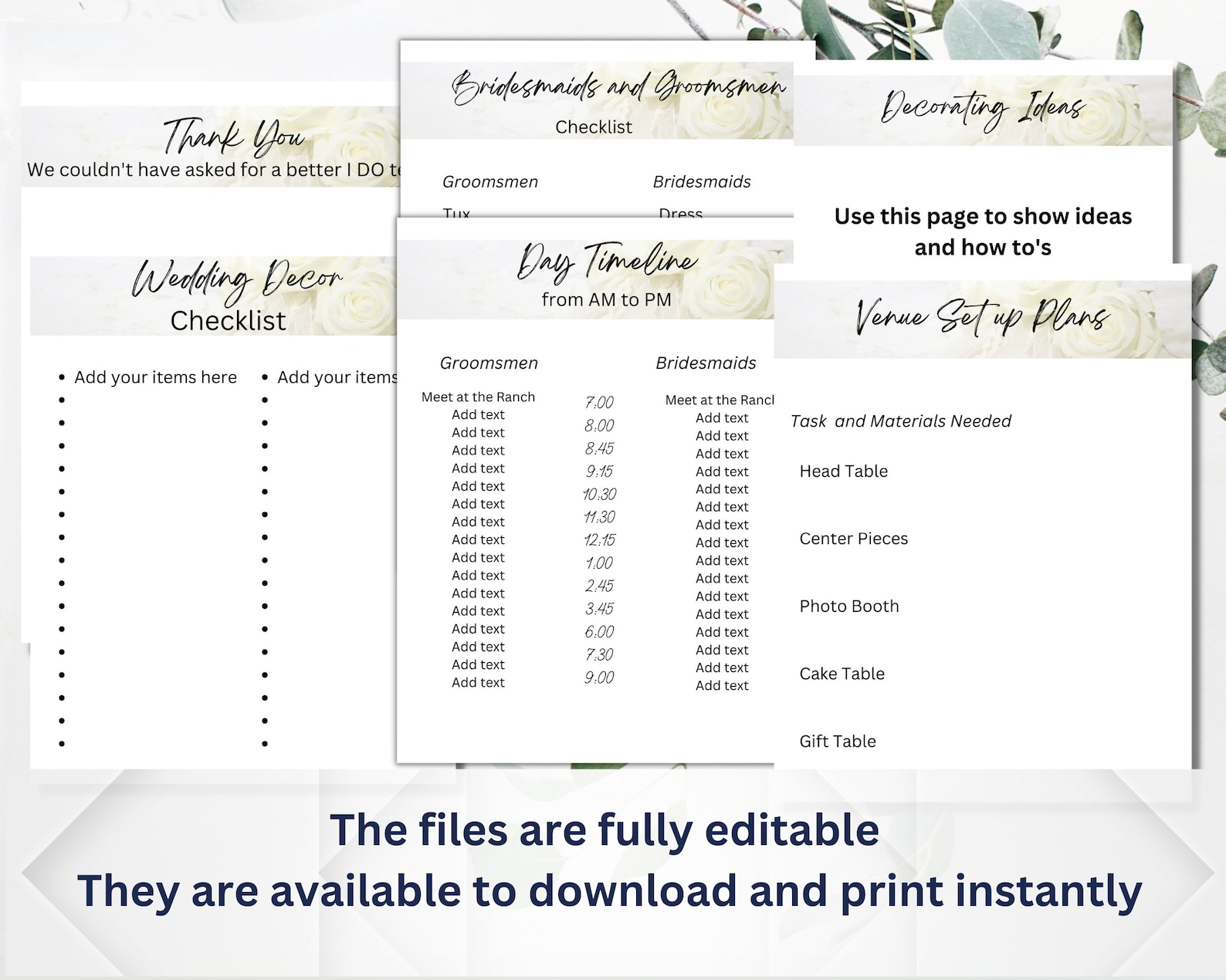 PLR Wedding Planner Printable Commercial Use Canva Template. Includes ...