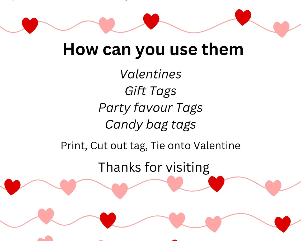 Printable Valentines Day Gift Tag or Candy Gram. Perfect for Friends ...