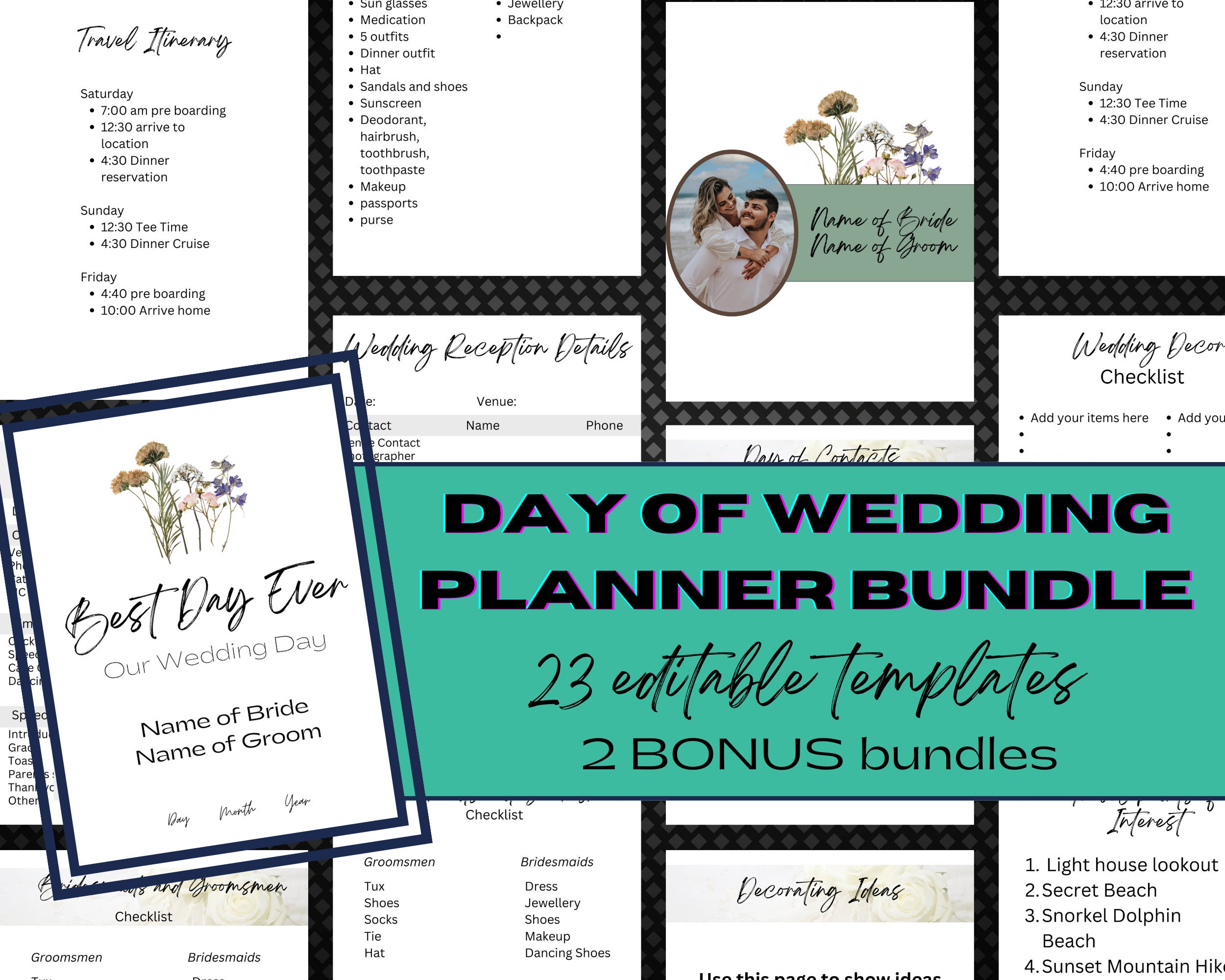 Rustic Wedding Day Planner Template Editable Day of Checklists ...