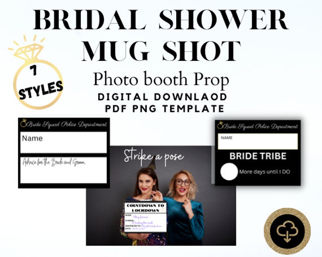 Bridal Shower Mug Shot Photo Props Bachelorette Party, Bridal Shower ...