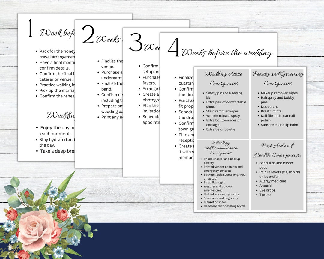 Printable 4-week Wedding Planning Checklist | Instant Download ...
