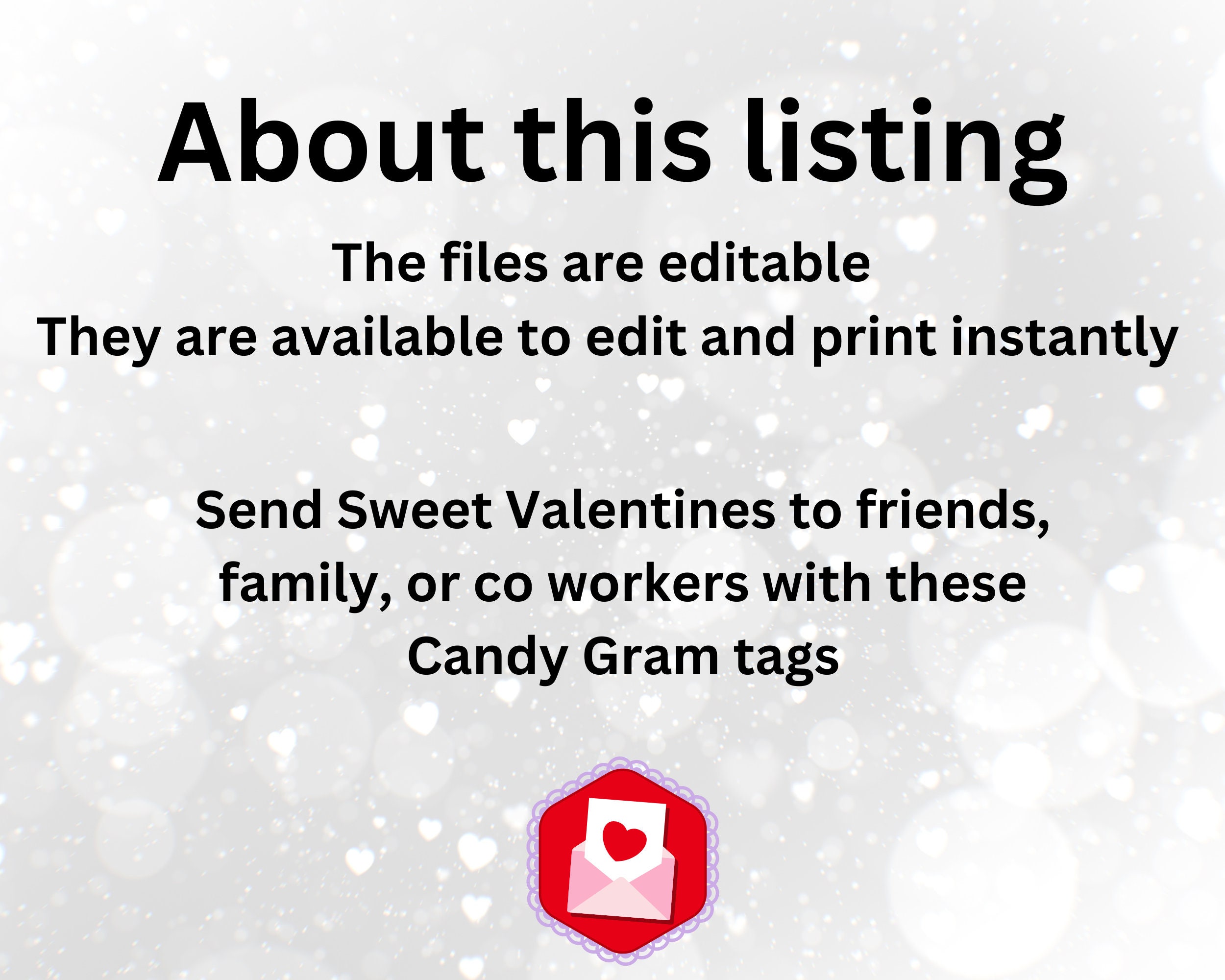 EDITABLE Valentine Candy Gram Tag| Favor Tag, Candy Bag Tag, Valentine ...