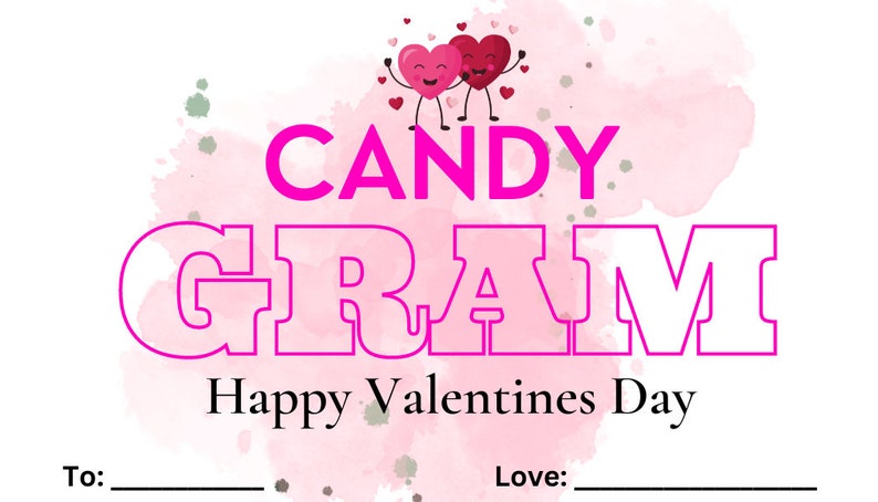EDITABLE Candy Gram Valentine's Day Tag Template Valentine's Day Gift ...