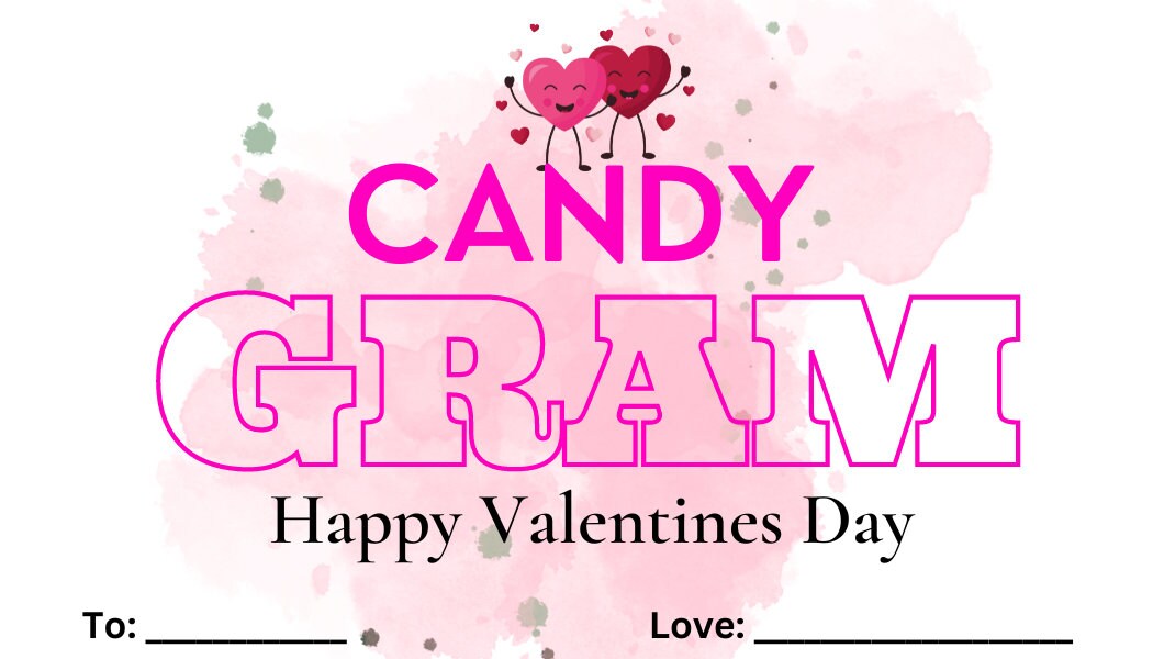 EDITABLE Candy Gram Valentine's Day Tag Template Valentine's Day Gift ...