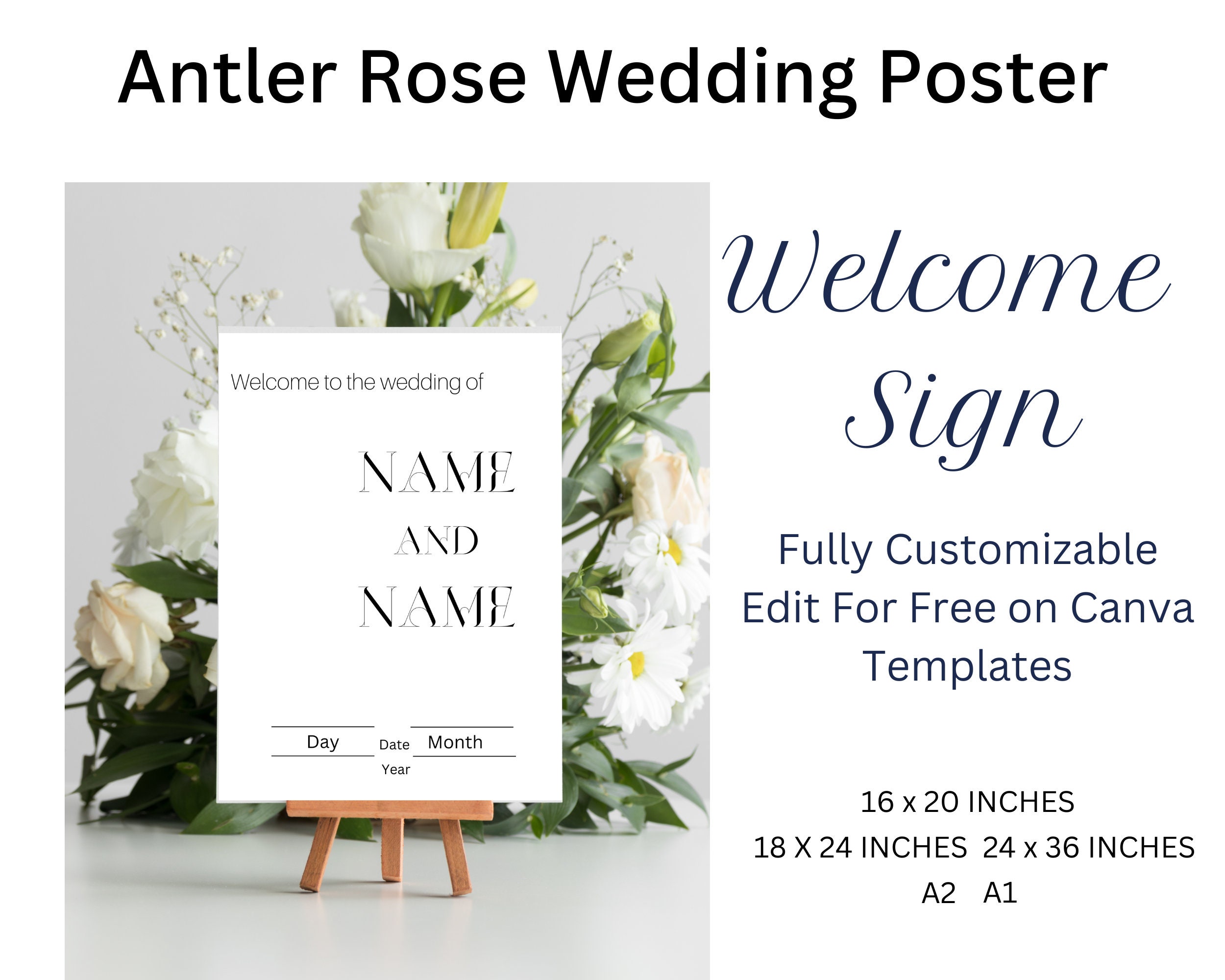 Editable Welcome Poster| Minimalist Welcome Sign Template, Simple ...