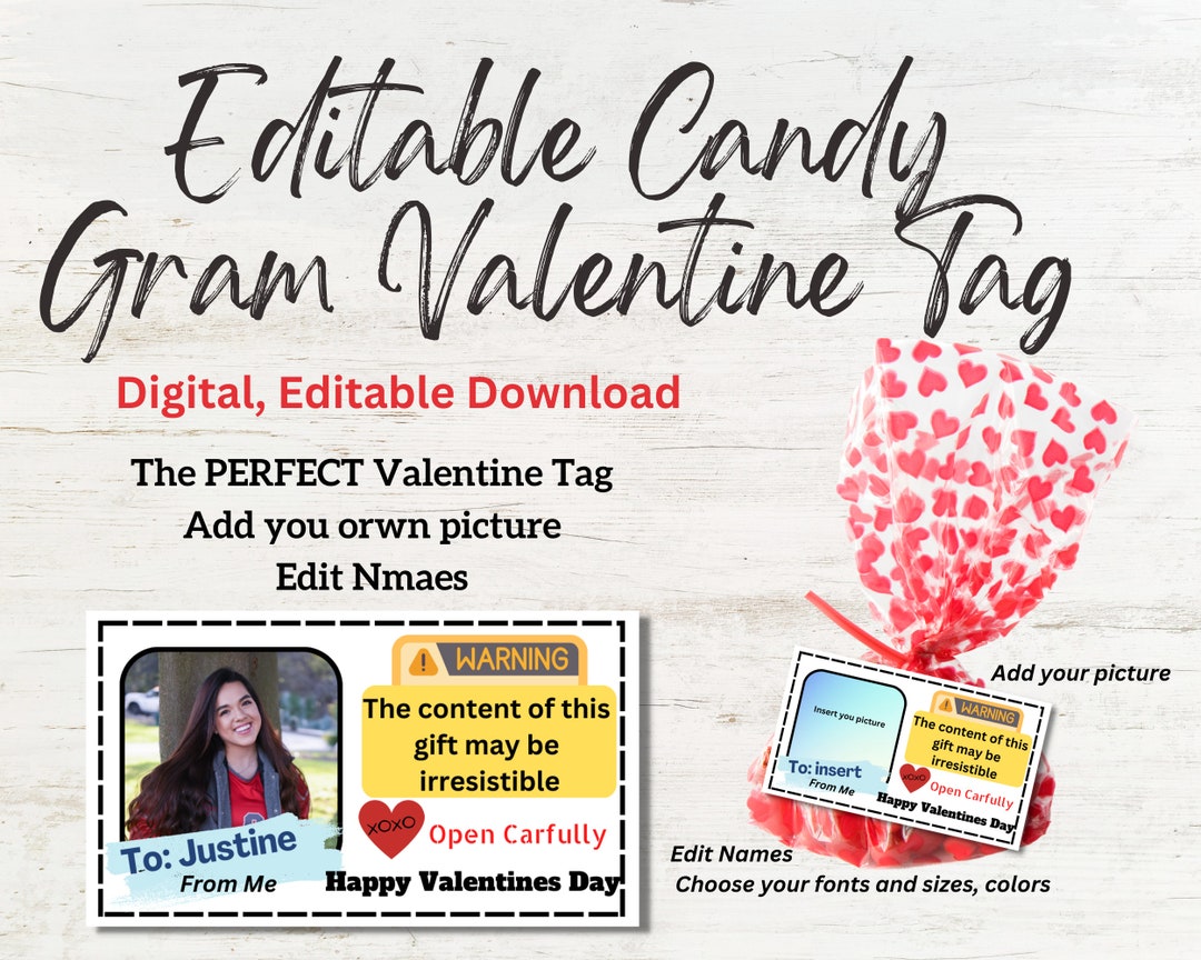 EDITABLE Valentine's Day Tag| Template, Valentine's Day Gift, Favor ...