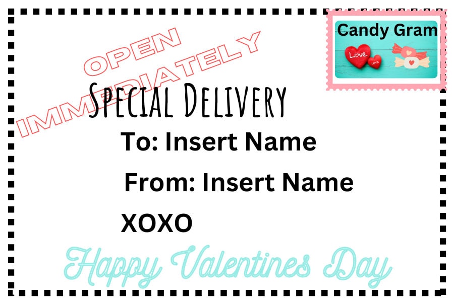 EDITABLE Candy Gram Valentine's Day Tag Template Valentine's Day Gift ...