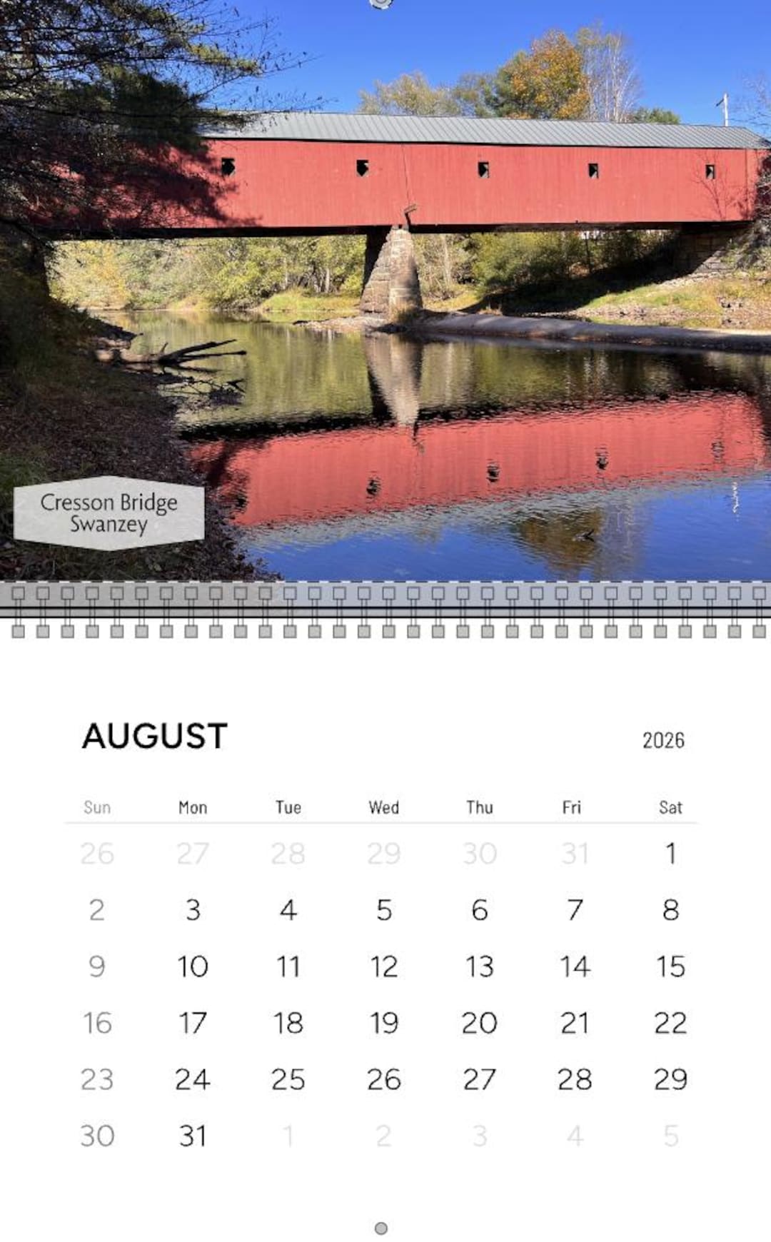 Wall Calendar Covered Bridges of New Hampshire 2026 - Etsy