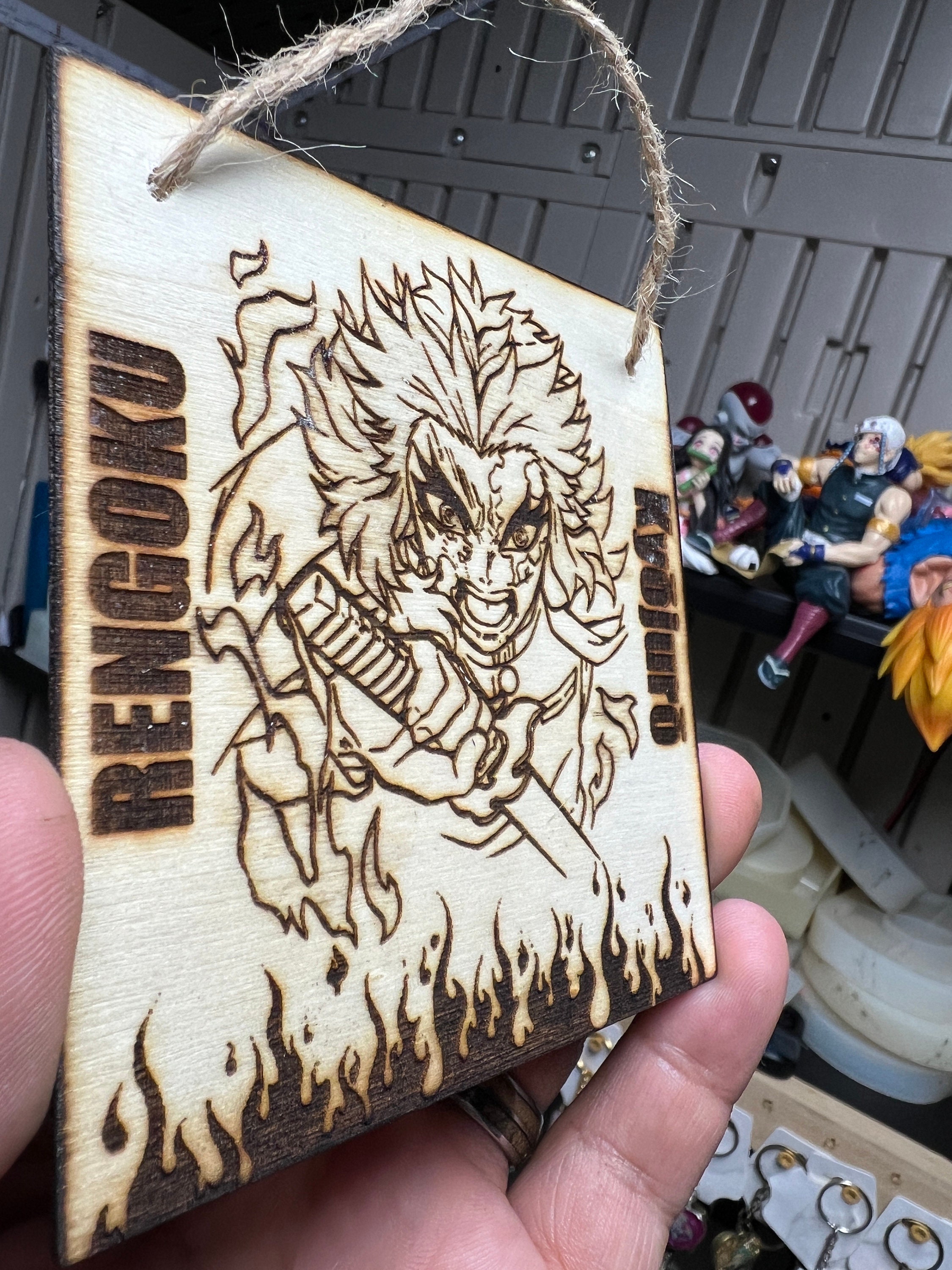 Rengoku 4x4 Wood Plaque Laser Engraved - Etsy