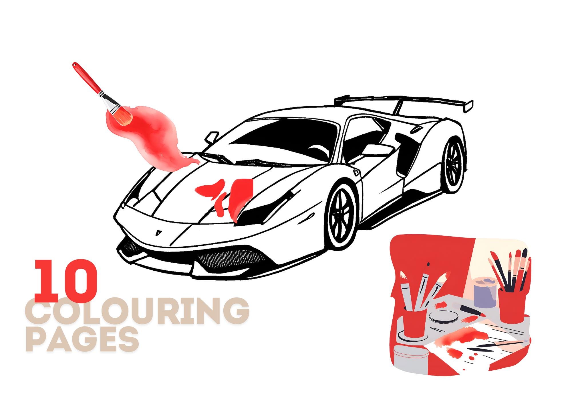 10+ Sports Cars Coloring Pages – Sleek Racing Car Designs for Kids ...