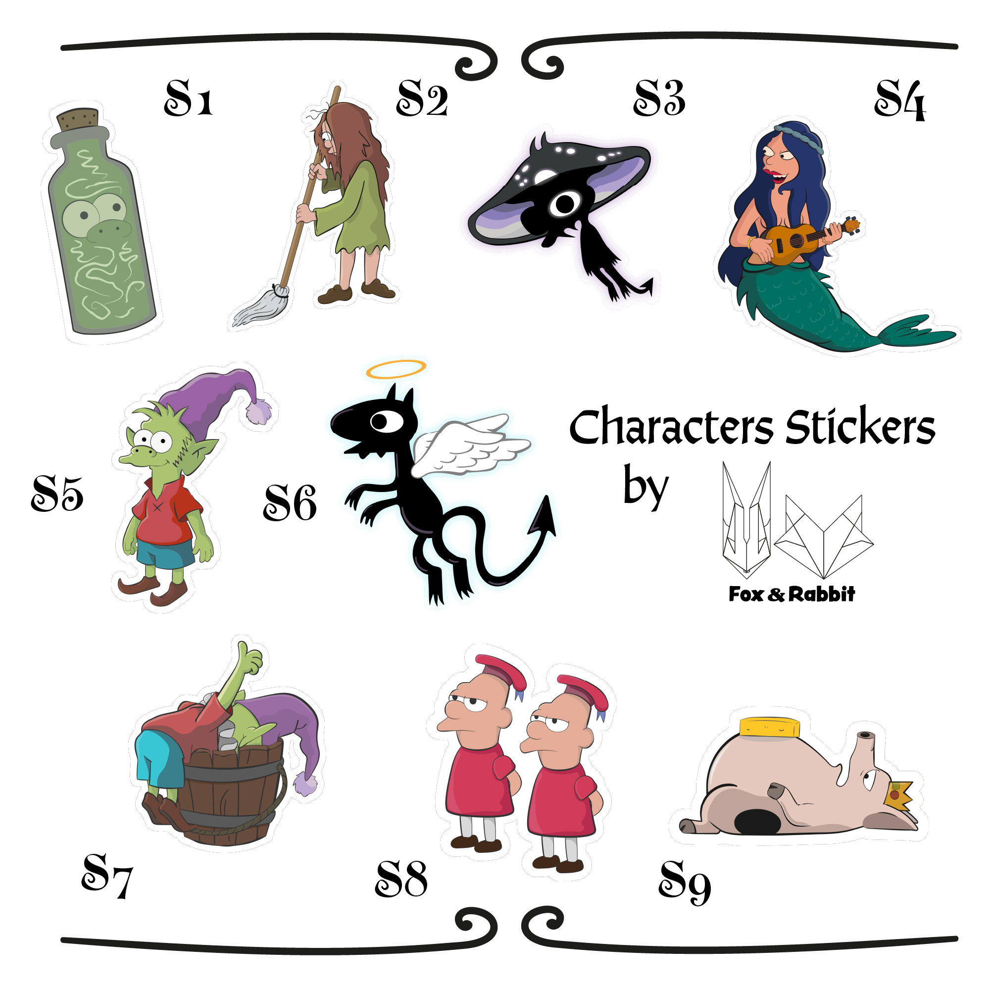 Disenchantment Character Stickers Elfo, Mora, Vip & Vap, Luci, - Etsy