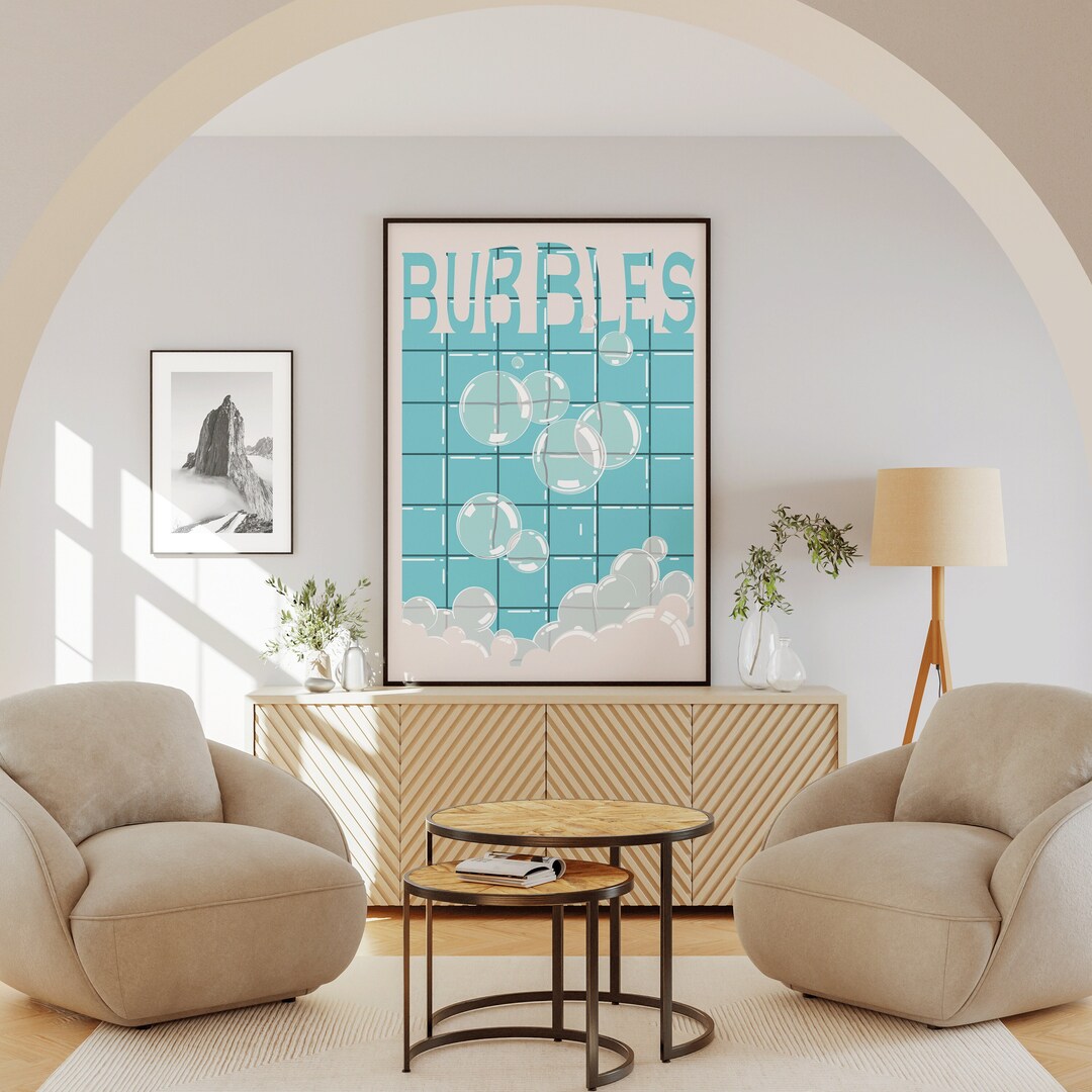Retro Abstract Poster Bubbles, Instant Download Digital Printable ...