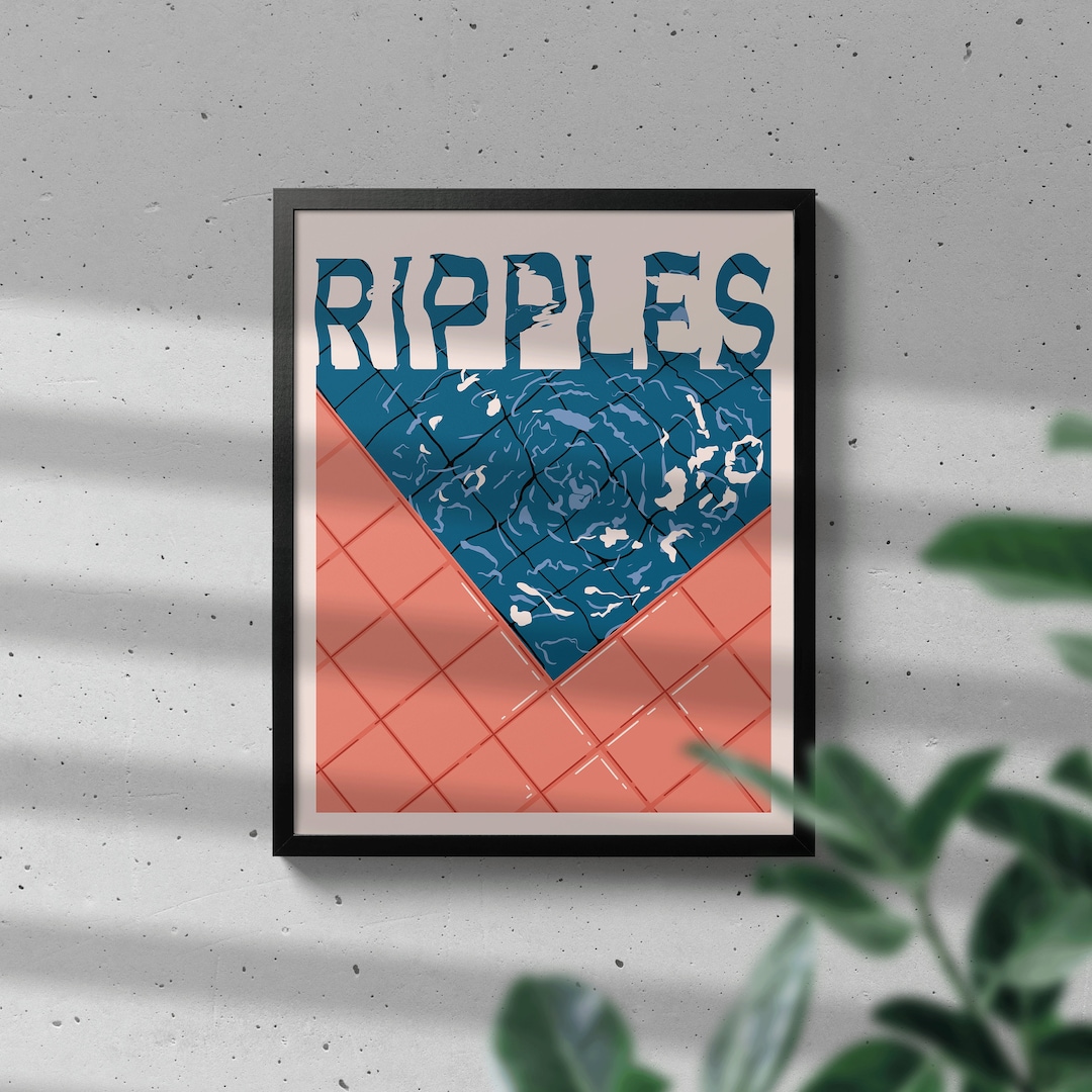 Retro Abstract Poster Ripples, Instant Download Digital Printable ...