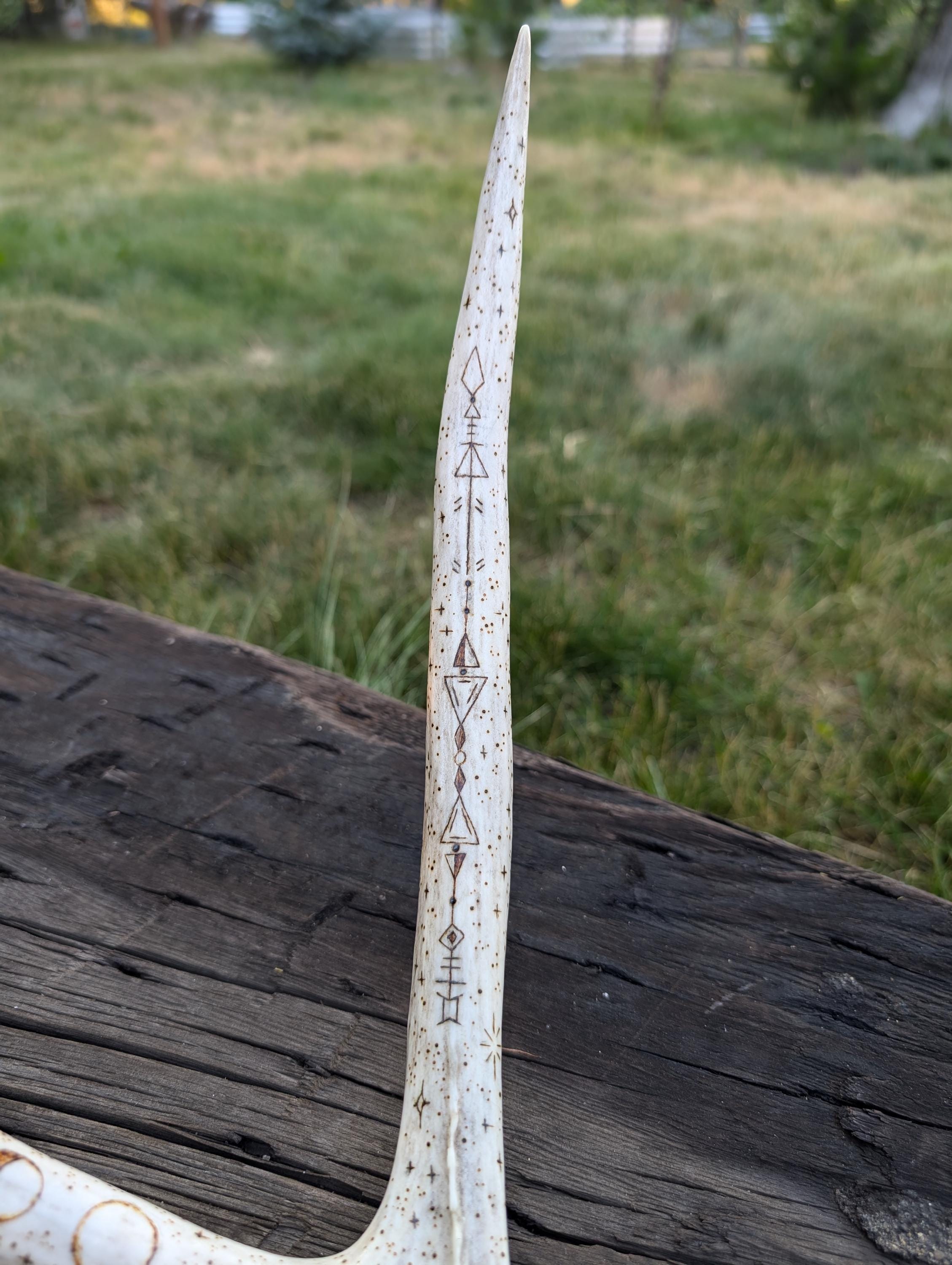 Gemini Themed Hand Engraved Deer Antler - Etsy